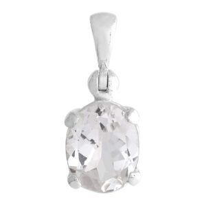 starborn 8x10 mm facetted rare danburite pendant, sterling silver 925