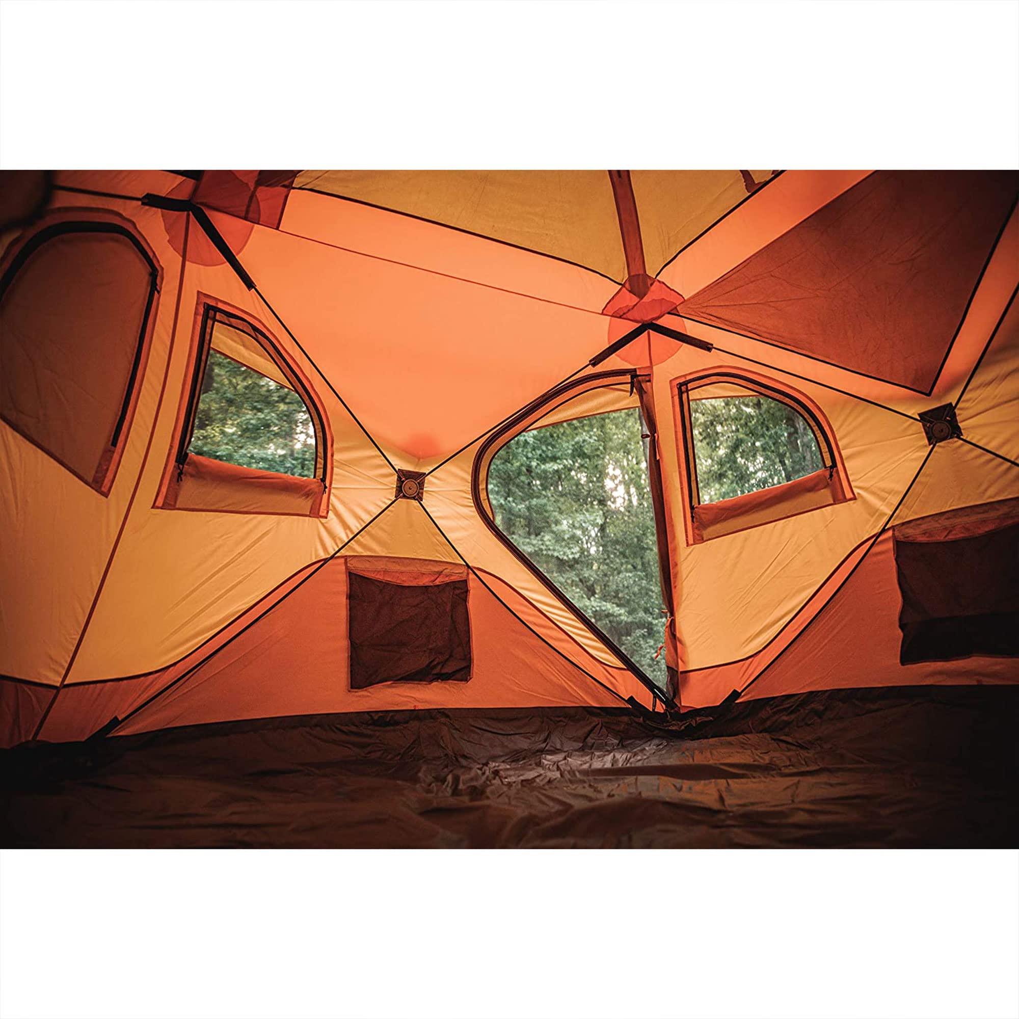 Gazelle T4 Extra Large 2 Door 4 Person Instant Portable Pop Up Outdoor Camping Hub Tent with Removable Floor and Rain Fly, Easy Setup, Orange