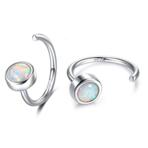 huggie hoop earring 925 sterling silver synthetic white opal earrings for women open hoop & half hoop earrings tiny hug hoops