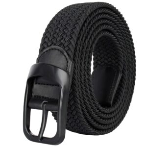 drizzte plus size mens belt 63'' casual elastic black braided stretchy fabric web belts