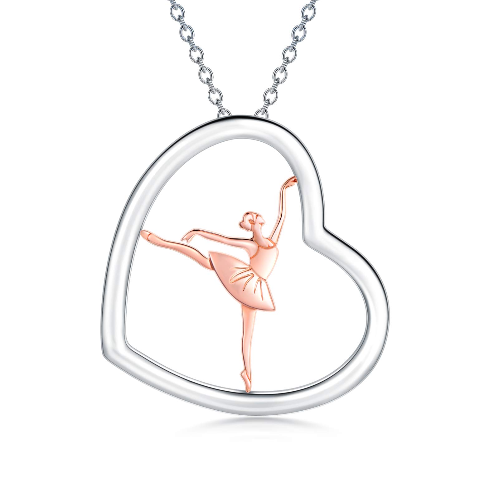 MISTBEE Ballerina Necklace 925 Sterling Silver Heart Necklace Ballerina Dancer Gymnasts Ballet Dance Pendant Necklace Dance Jewelry Gifts for Women Teenage