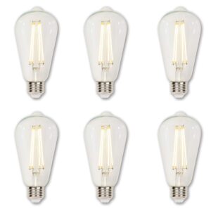 westinghouse 4518200 4.5 watt (40 watt equivalent) st20 dimmable clear filament led light bulb, medium base, 6-pack, warm white