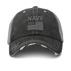 speedy pros distressed trucker hat us navy american flag america embroidery for men & women