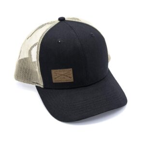 grunt style hat - gs logo leather patch mesh back cap (black, one size)