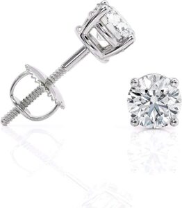 0.5 carat lab grown diamond stud earrings in 14k white gold (1/2 cttw, d - e color) 4-prong basket, secure screw back made in usa by beverly hills jewelers