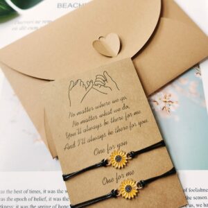 morniface Pinky Pomise Distance Matching Bracelets for Best Friends Couple Family Women Mens Teen Girls Sunflower Boho Bracelet Friendship Jewelry