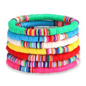 nlcac heishi surfer bracelets stackable colorful african vinyl disc 6mm beads stretch bracelets vsco boho summer beach jewelry for women (5)