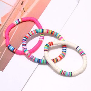 NLCAC Heishi Surfer Bracelets Stackable Colorful African Vinyl Disc 6mm Beads Stretch Bracelets Vsco Boho Summer Beach Jewelry for Women (5)