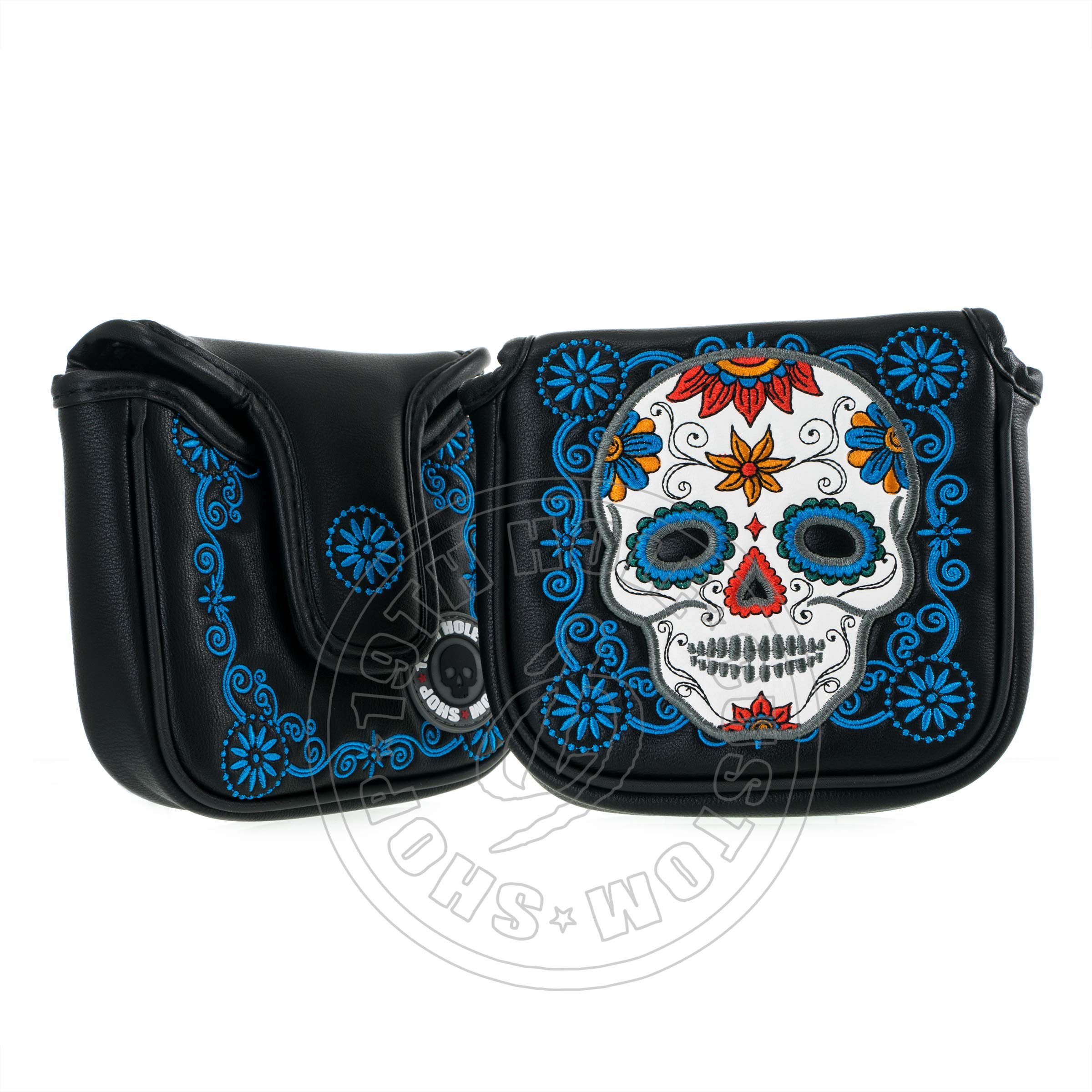 Dia de Los Muertos Sugar Skull Golf High-MOI Mallet Putter Headcover, Black