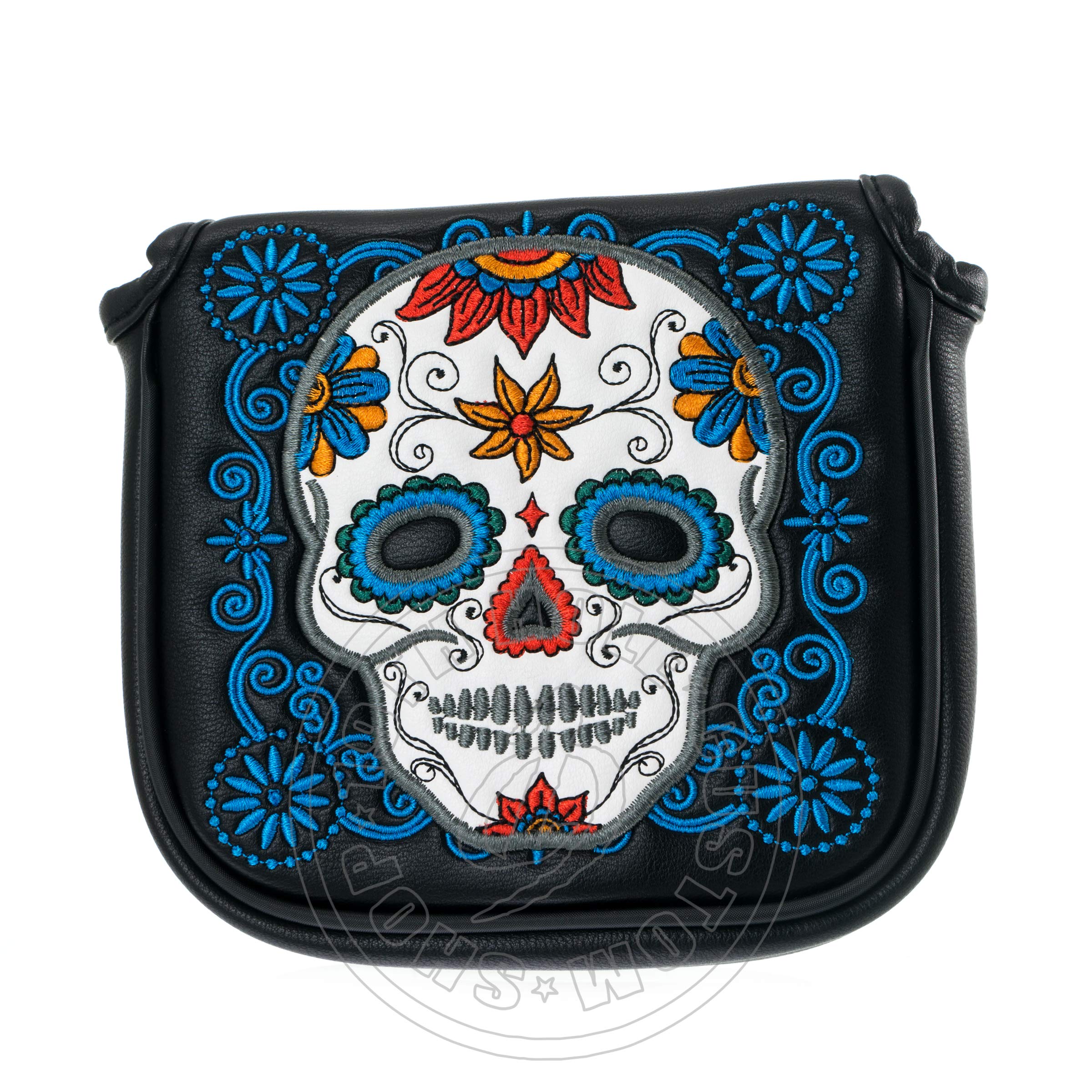 Dia de Los Muertos Sugar Skull Golf High-MOI Mallet Putter Headcover, Black