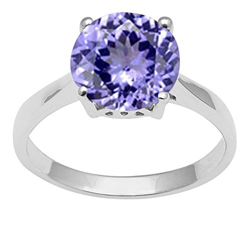 Shine Jewel 925 Sterling Silver Round Tanzanite Gemstone Solitaire Ring (7)