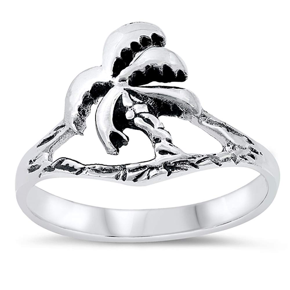 CloseoutWarehouse Sterling Silver Palm Tree Beach Ring Size 7