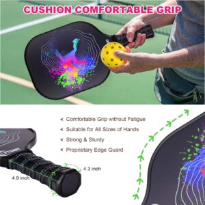 Pickleball Paddles, Carbon Fiber Pickleball Paddle Set of 2 Polypropylene Honeycomb Core, Graphite Pickleball Racket Set with 2 Pickleball Racquets Indoor Outdoor Ball, and 1 Pickleball Bag