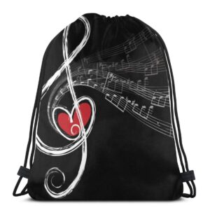 yishow treble love and music notes unisex drawstring backpack bag sport gym travel sackpack