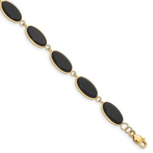 14k yellow gold genuine fancy onyx bracelet fine jewelry for women gifts for her, 8.25"