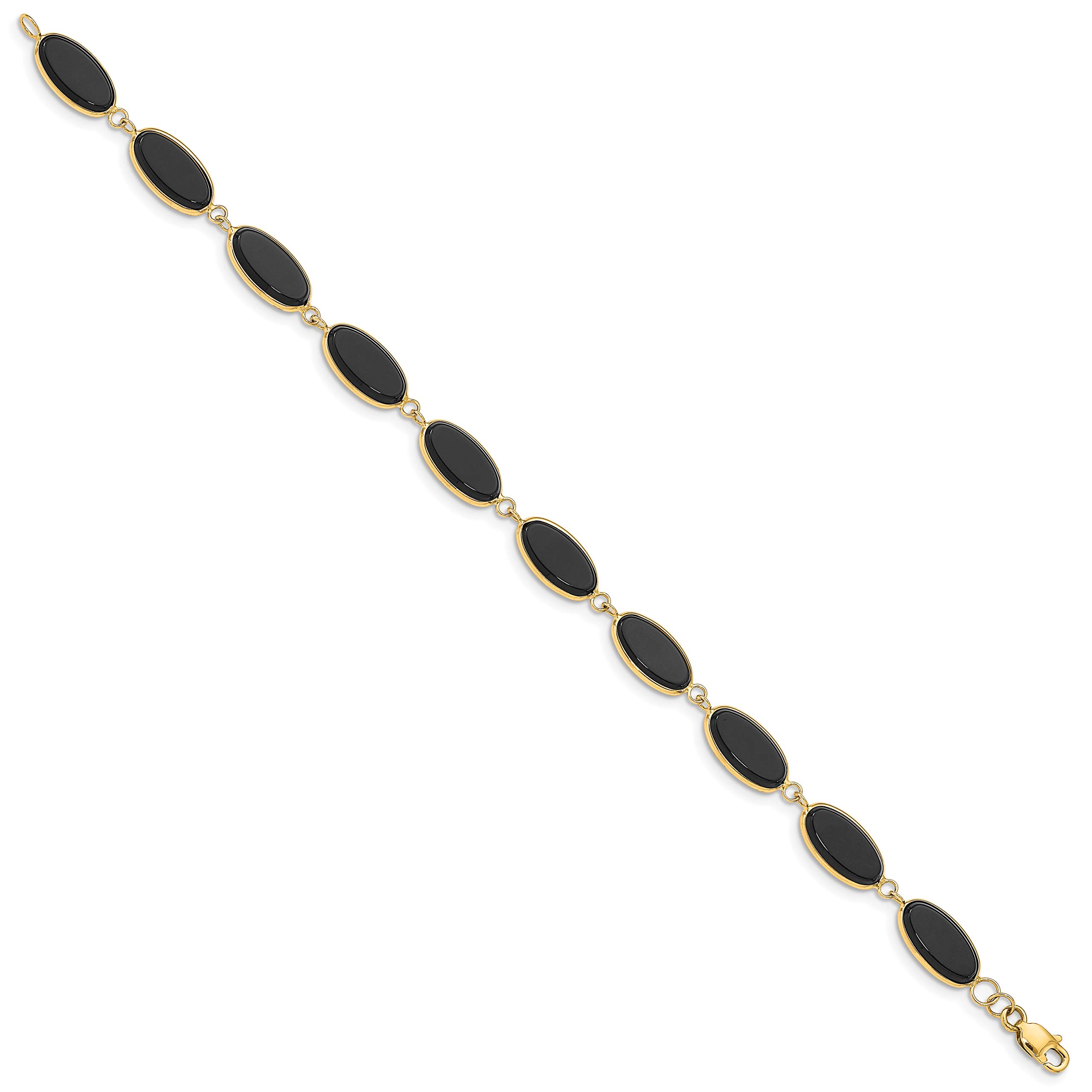 14k Yellow Gold Genuine Fancy Onyx Bracelet Fine Jewelry For Women Gifts For Her, 8.25"