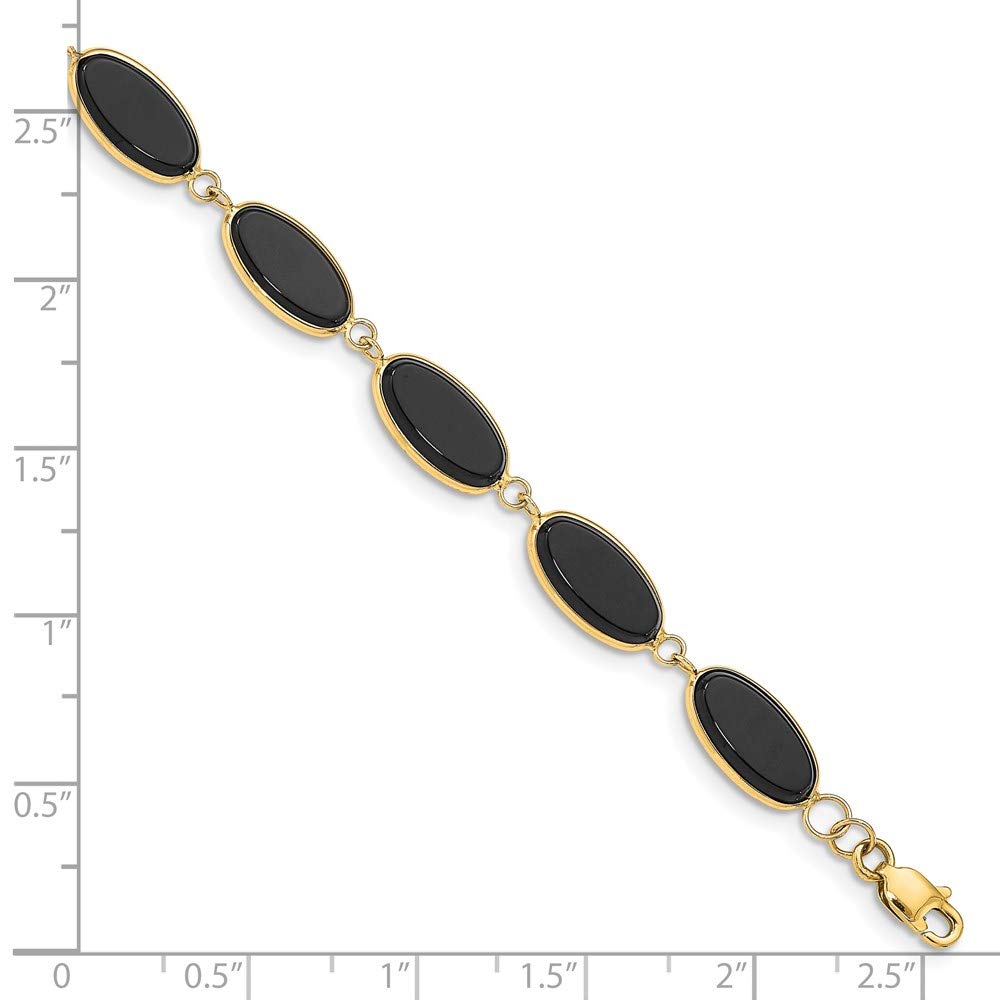 14k Yellow Gold Onyx Bracelet Fine Jewelry For Women Gifts For Her, 7.25"