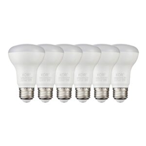 kor (6 pack) 7w led r20 reflector light bulb (50w equivalent), dimmable, 550 lumens, ul & energy star, standard e26 base, br20 led flood light bulbs for recessed can use (2700k (warm white))