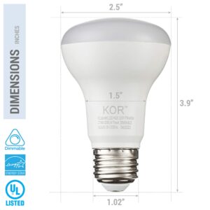 KOR (6 Pack) 7W LED R20 Reflector Light Bulb (50W Equivalent), Dimmable, 550 Lumens, UL & Energy Star, Standard E26 Base, BR20 LED Flood Light Bulbs for Recessed Can Use (2700K (Warm White))