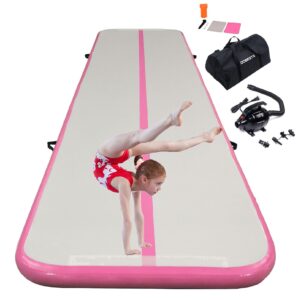 dobests inflatable airtrack gymnastics tumbling mat 10ft 13ft 16ft 20ft air track with electric air pump for gymnastic training yoga exercise indoor outdoor sport (pink, 6m)