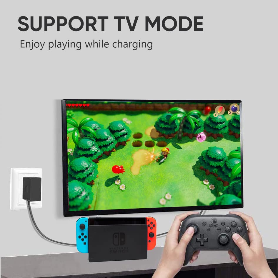 Charger for Nintendo Switch/Lite/OLED/Steam Deck,Support TV Mode,HAC-002 USB-C Fast Charger Replacement for Steam Deck/Switch/Switch Lite/Switch OLED/Switch Dock Station 15V 2.6A Power Supply Adapter