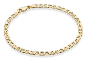 miabella 18k gold over sterling silver italian 3mm, 4mm solid diamond-cut mariner link chain bracelet for men women, made in italy (4mm - length 8 inches)