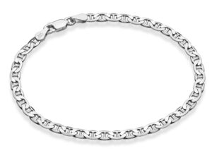 miabella 925 sterling silver italian 3mm, 4mm solid diamond-cut mariner link chain anklet ankle bracelet for women, made in italy (width 4mm, length 10 inches)