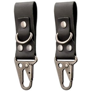 diodrio edc leather strap keychain, belt clip key ring fob holder, black. 2 per pack.