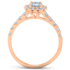 1 1/4 Ct Diamond Cushion Halo Engagement Wedding Ring Set 14k Rose Gold - Size 5.5