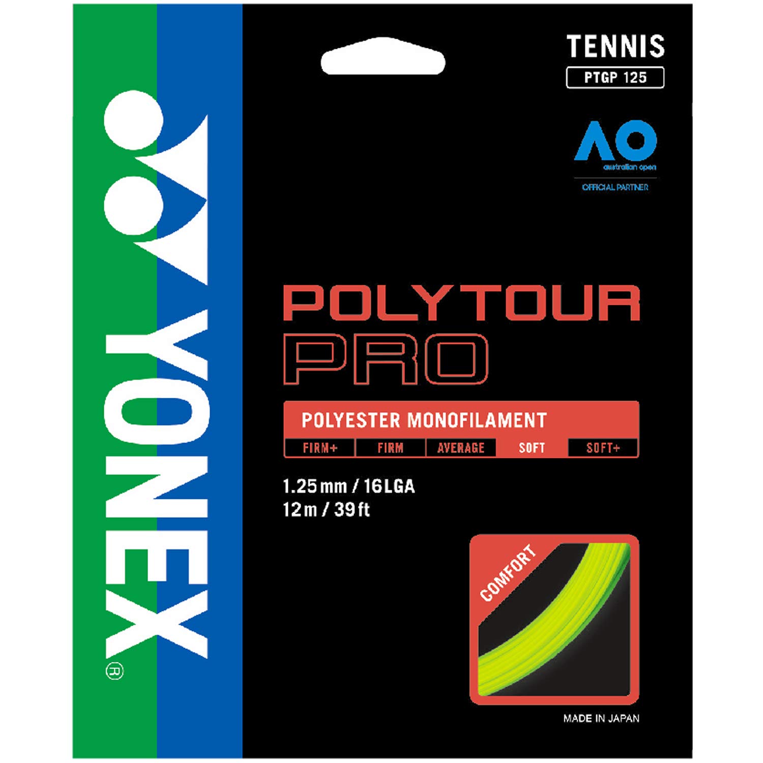 YONEX Polytour Pro 115 18 Gauge Polyester Tennis String Set (Flash Yellow)