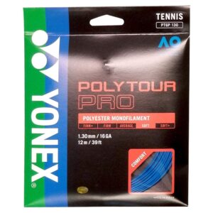 yonex polytour pro 130 16 gauge polyester tennis string set (blue)