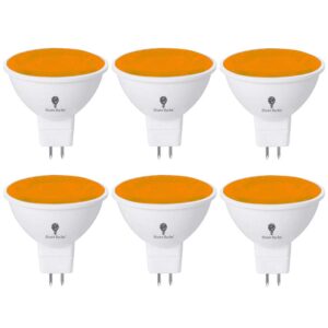 6 pack bluex led mr16 orange light bulb - 4w (40watt equivalent) - gu5.3 bi-pin base 12v orange led orange bulb, party decoration, porch, home, holiday lighting, decorative illumination mr16 led bulb