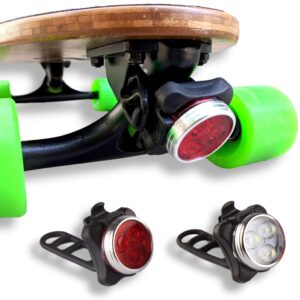 eggboards led skateboard lights underglow - longboard lights usb rechargeable front and back. ideal electric skateboard lights kit accessories