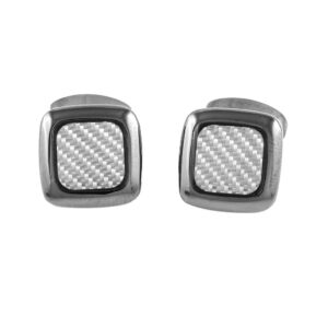 MRCUFF Gunmetal Carbon Fiber Grey Set Tuxedo Cufflinks & Studs in Presentation Gift Box & Polishing Cloth