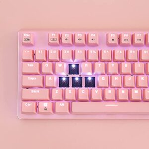 i-rocks K75M Mechanical Keyboard - 104 Keys - with Cherry MX Brown Switches, PBT Keycaps, Backlit LED Light and Shortcut Keys - Programmable Light & Macro Recorder (Pink)