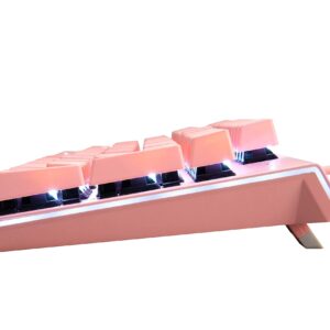 i-rocks K75M Mechanical Keyboard - 104 Keys - with Cherry MX Brown Switches, PBT Keycaps, Backlit LED Light and Shortcut Keys - Programmable Light & Macro Recorder (Pink)