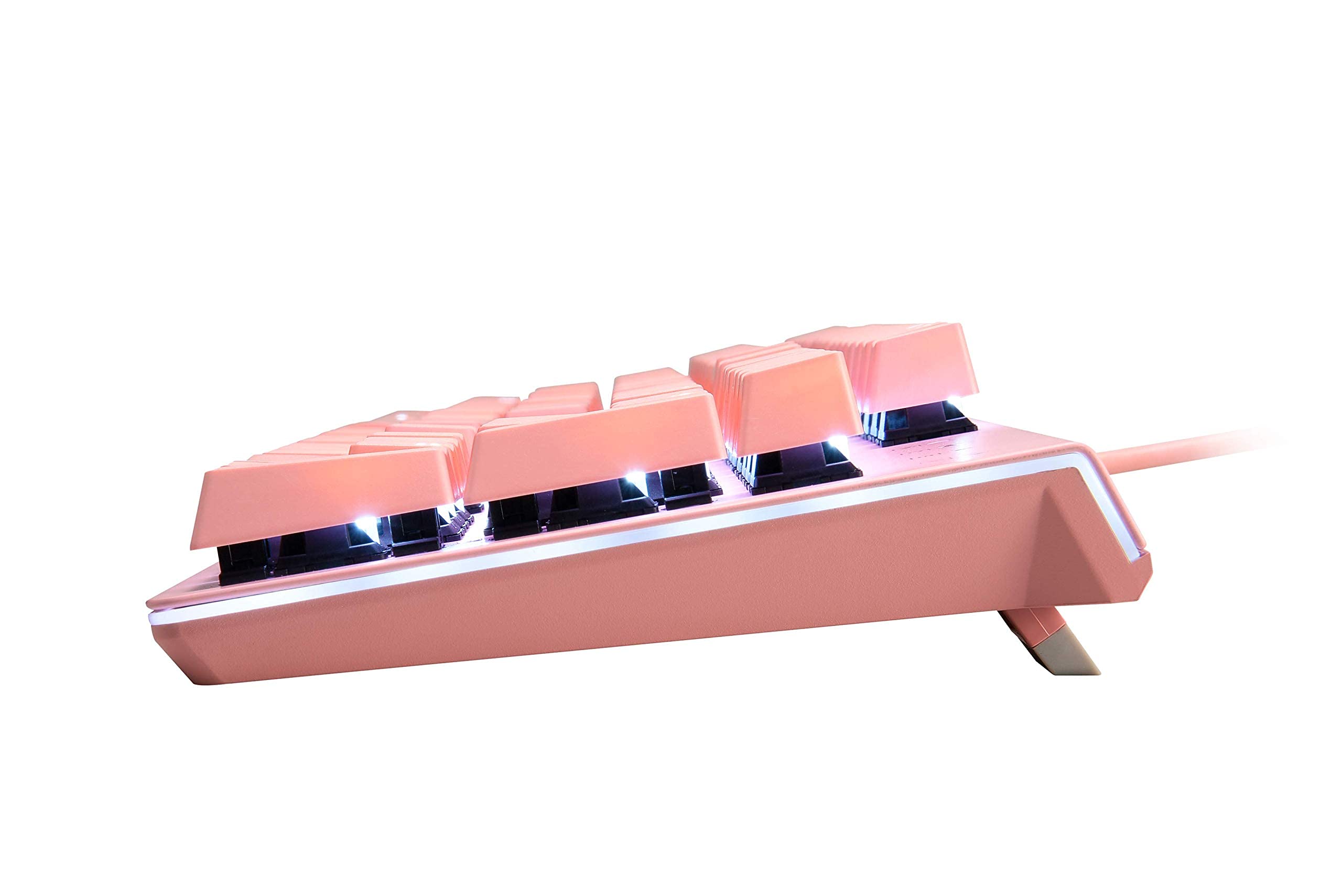 i-rocks K75M Mechanical Keyboard - 104 Keys - with Cherry MX Brown Switches, PBT Keycaps, Backlit LED Light and Shortcut Keys - Programmable Light & Macro Recorder (Pink)