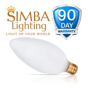 Simba Lighting Candelabra Torpedo Frosted B10 40W E12 Base (12 Pack) Decorative Incandescent Light Bulbs 120V for Chandeliers, Ceiling Fan Lights, Pendants, Wall Sconces, Dimmable, Warm White 2700K