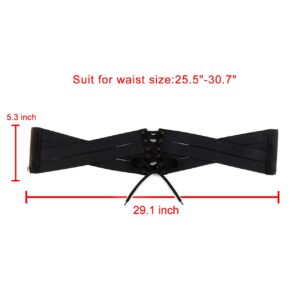 Ayliss Womens Elastic Wide Band Tie Retro Corset Cinch Belt with Zipper (Fit waist 25.59"-30.71", Black-5)