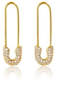 benevolence la safety pin earrings for women, paper clip earrings, dangle earrings, gold plated hoop earrings, safety pin jewelry, paperclip earrings