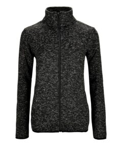 dolcevida zip up sweaters for women fleece zip up speckled jacket with pockets (black mix, m)