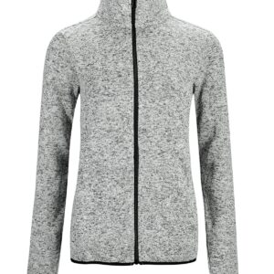 Dolcevida Fleece Jacket Women Long Sleeve Sweater Fleece Zip Up Speckled Jacket with Pockets (Light Grey Mix, M)