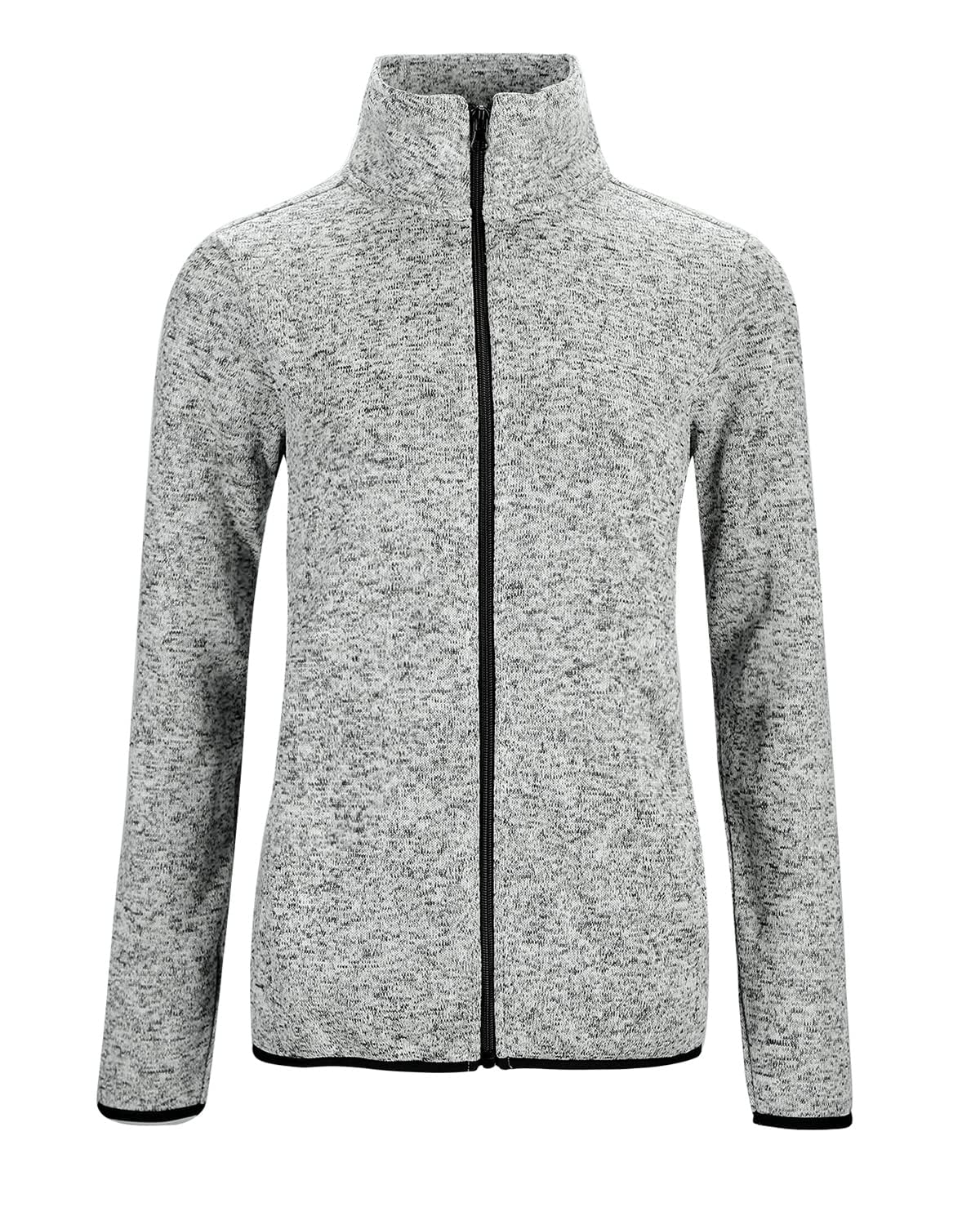 Dolcevida Fleece Jacket Women Long Sleeve Sweater Fleece Zip Up Speckled Jacket with Pockets (Light Grey Mix, M)