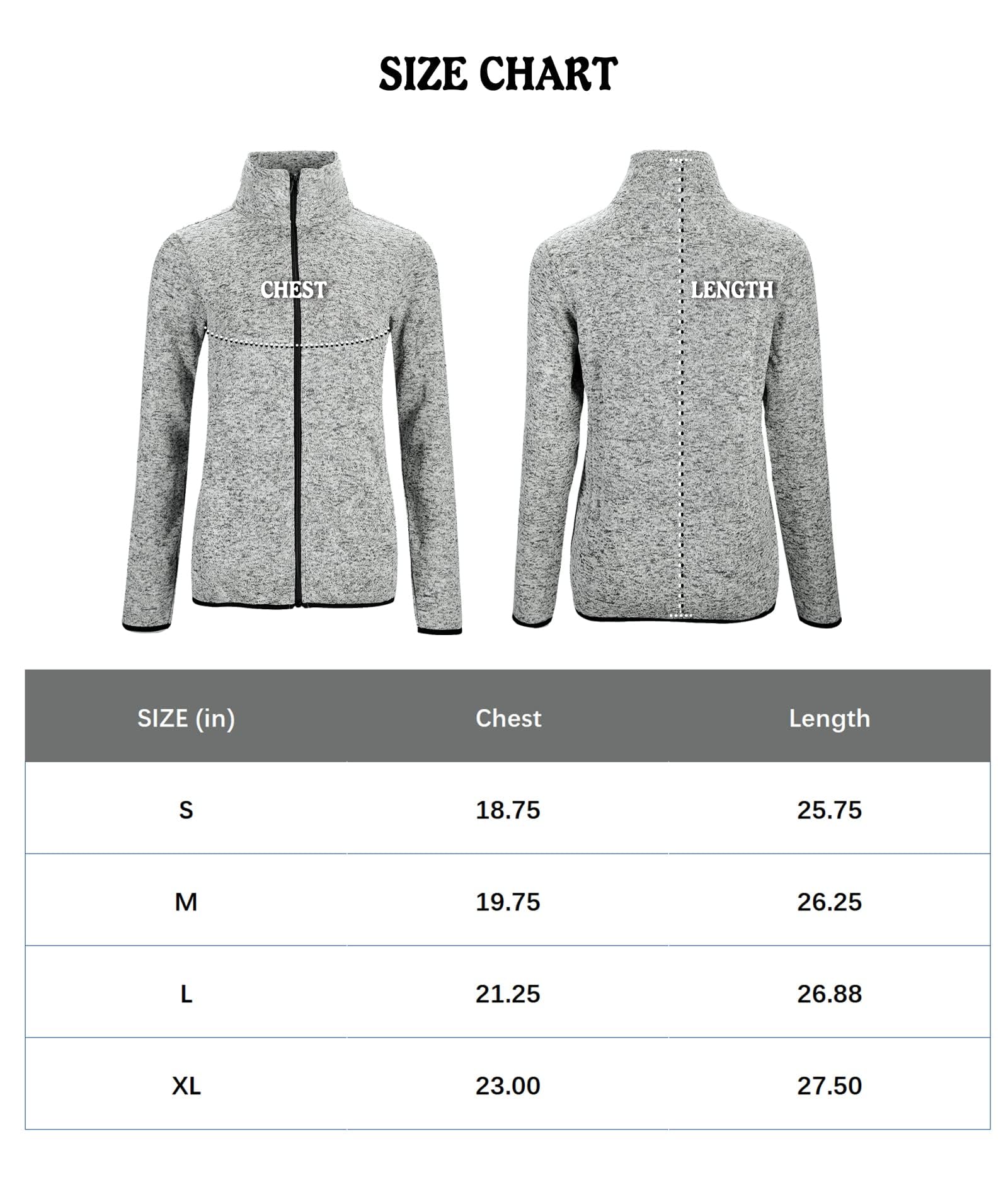 Dolcevida Fleece Jacket Women Long Sleeve Sweater Fleece Zip Up Speckled Jacket with Pockets (Light Grey Mix, M)