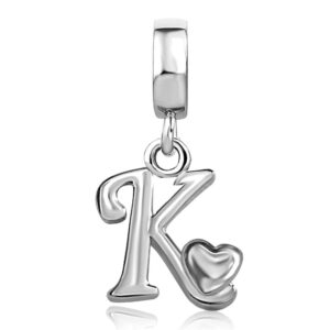 tgls letter k initial charms with heart for mom sister grandma gifts compatible with pandora charms bracelets