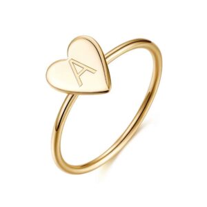 initial rings for girls women, 925 sterling silver dainty letter a initial heart stacking ring gold rings for women teen girls kids jewelry gifts, mother's valentines day girls gifts for her