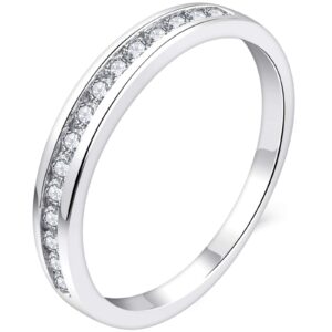 YL Stackable Rings Sterling Silver Halo Cubic Zirconia Eternity Bands Jewelry for Women-size7