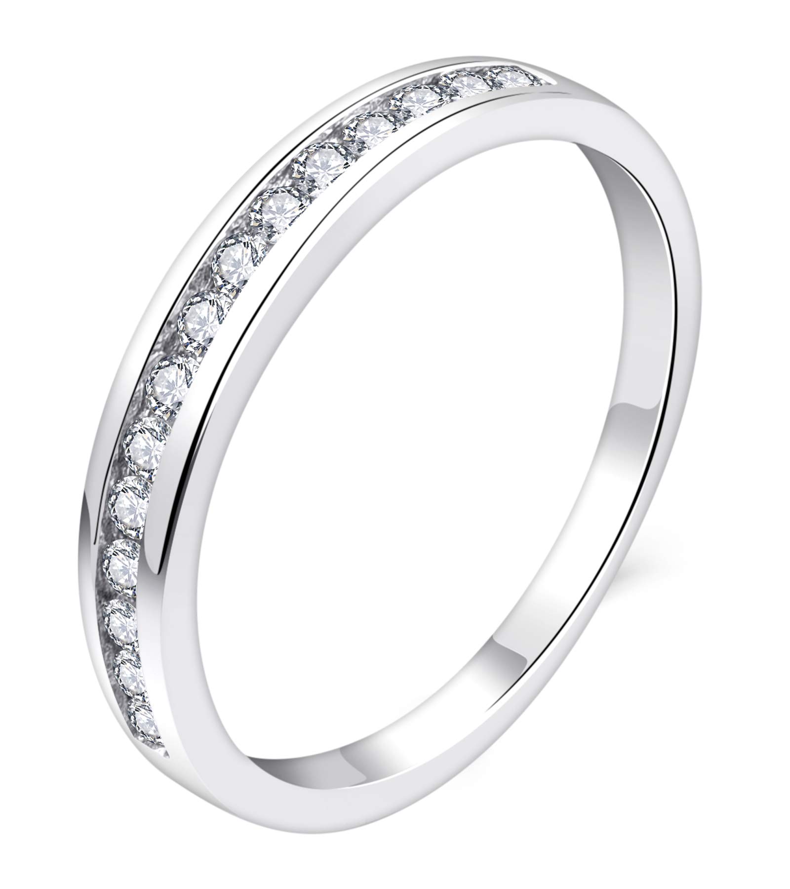 YL Stackable Rings Sterling Silver Halo Cubic Zirconia Eternity Bands Jewelry for Women-size7