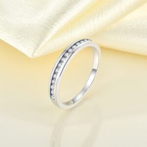 YL Stackable Rings Sterling Silver Halo Cubic Zirconia Eternity Bands Jewelry for Women-size7