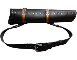 gegexiaowu medieval retro back quiver bow leather arrow holder with large pouch handmade straps belt bag (black, one size)